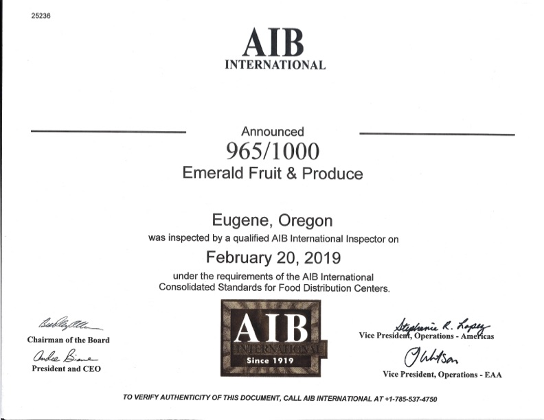 AIB 2019 Certification